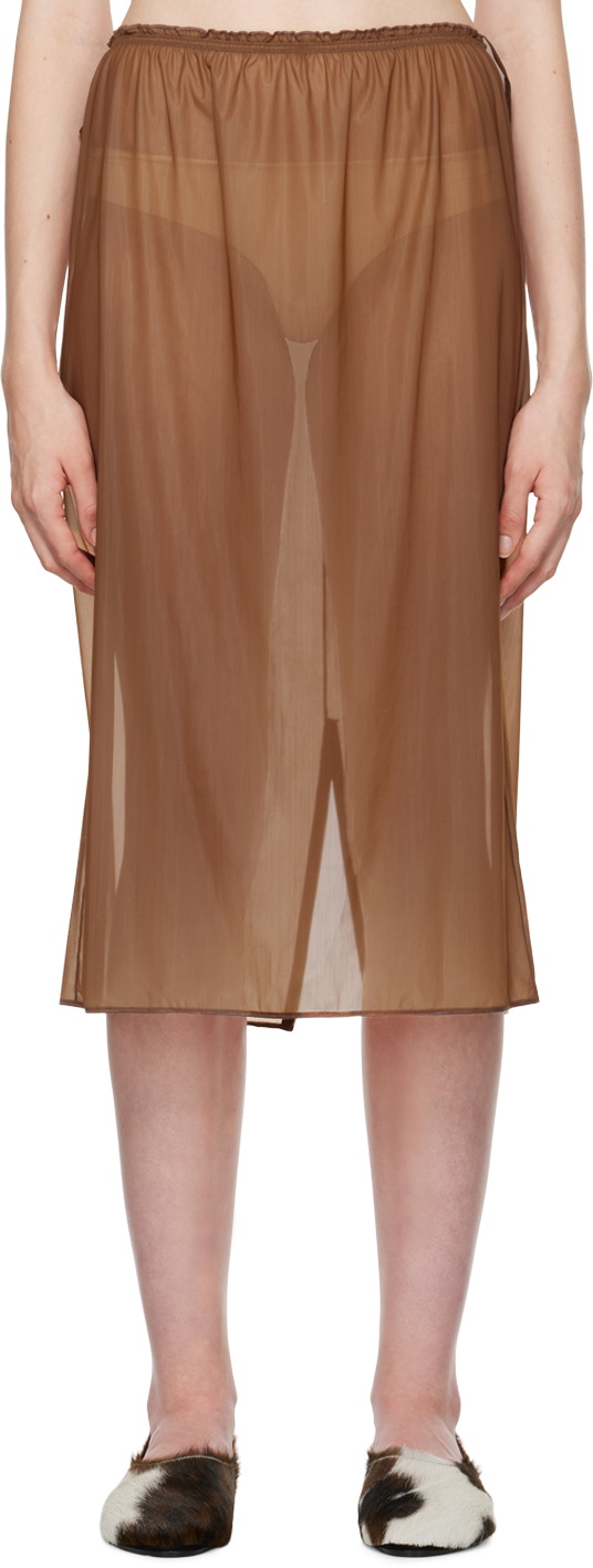 Carven Brown Sheer Midi Skirt Carven
