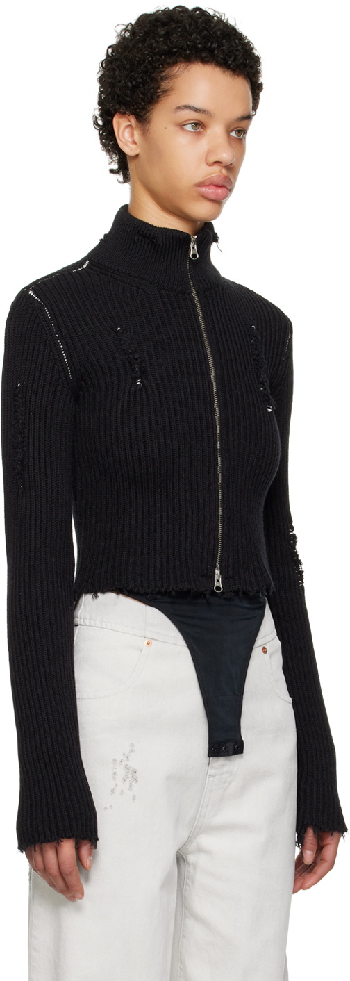 MM6 Maison Margiela Black Distressed Sweater MM6 Maison Margiela