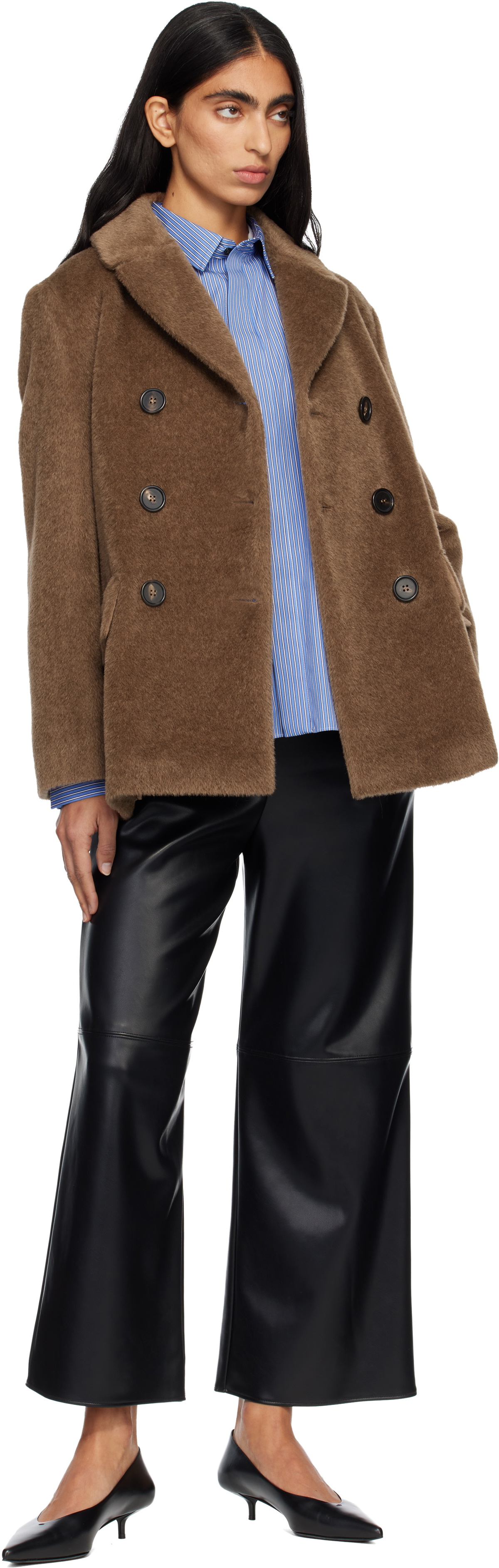 Max Mara Tan Atillio Faux-Fur Coat Max Mara