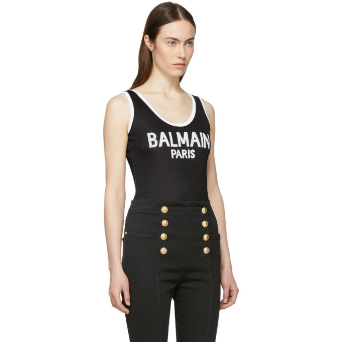 Balmain Black Knit Logo Bodysuit Balmain