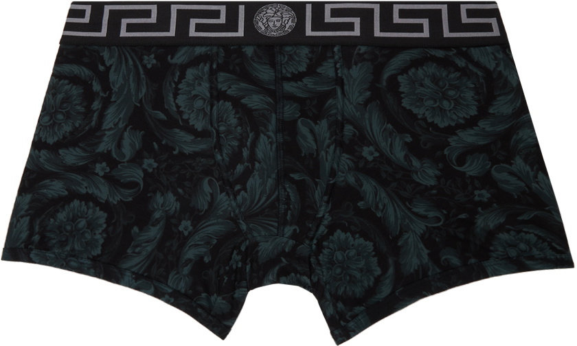 Versace Underwear Black & Gray Barocco Long Boxers Versace Underwear