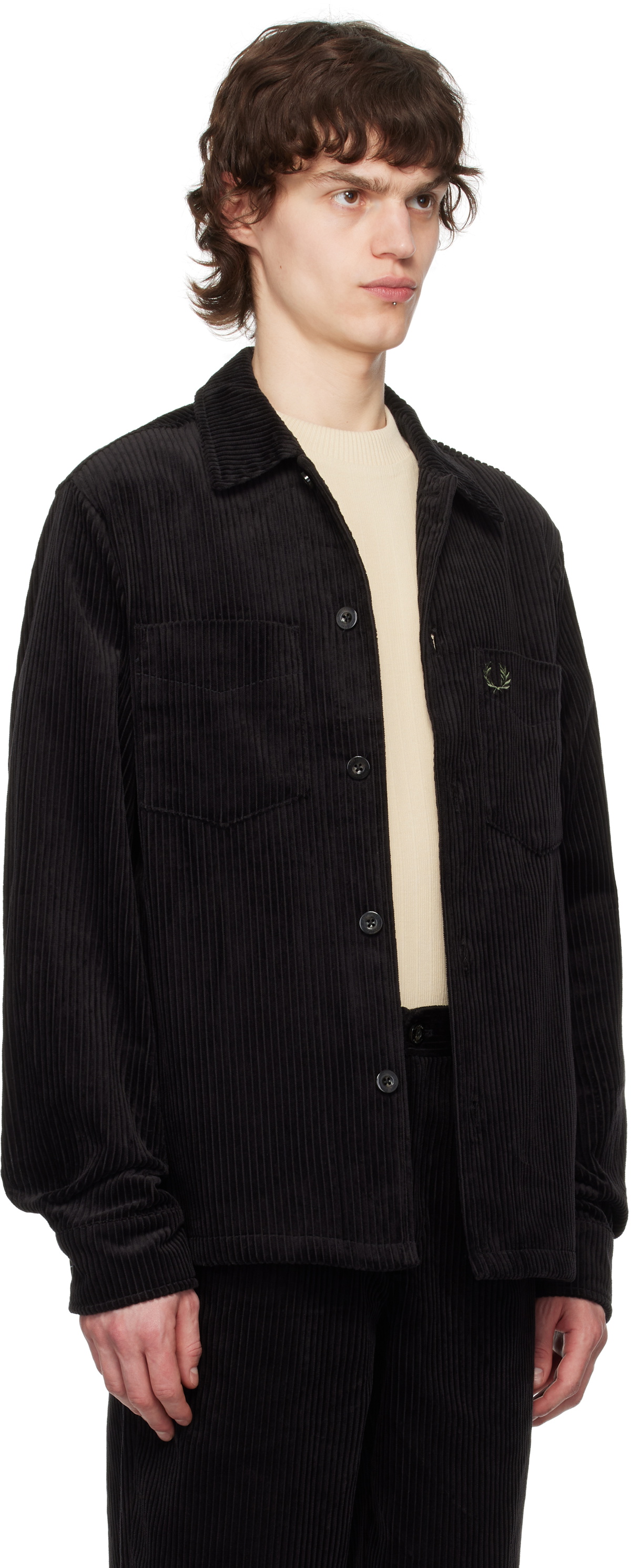 Fred Perry Black Corduroy Overshirt Fred Perry