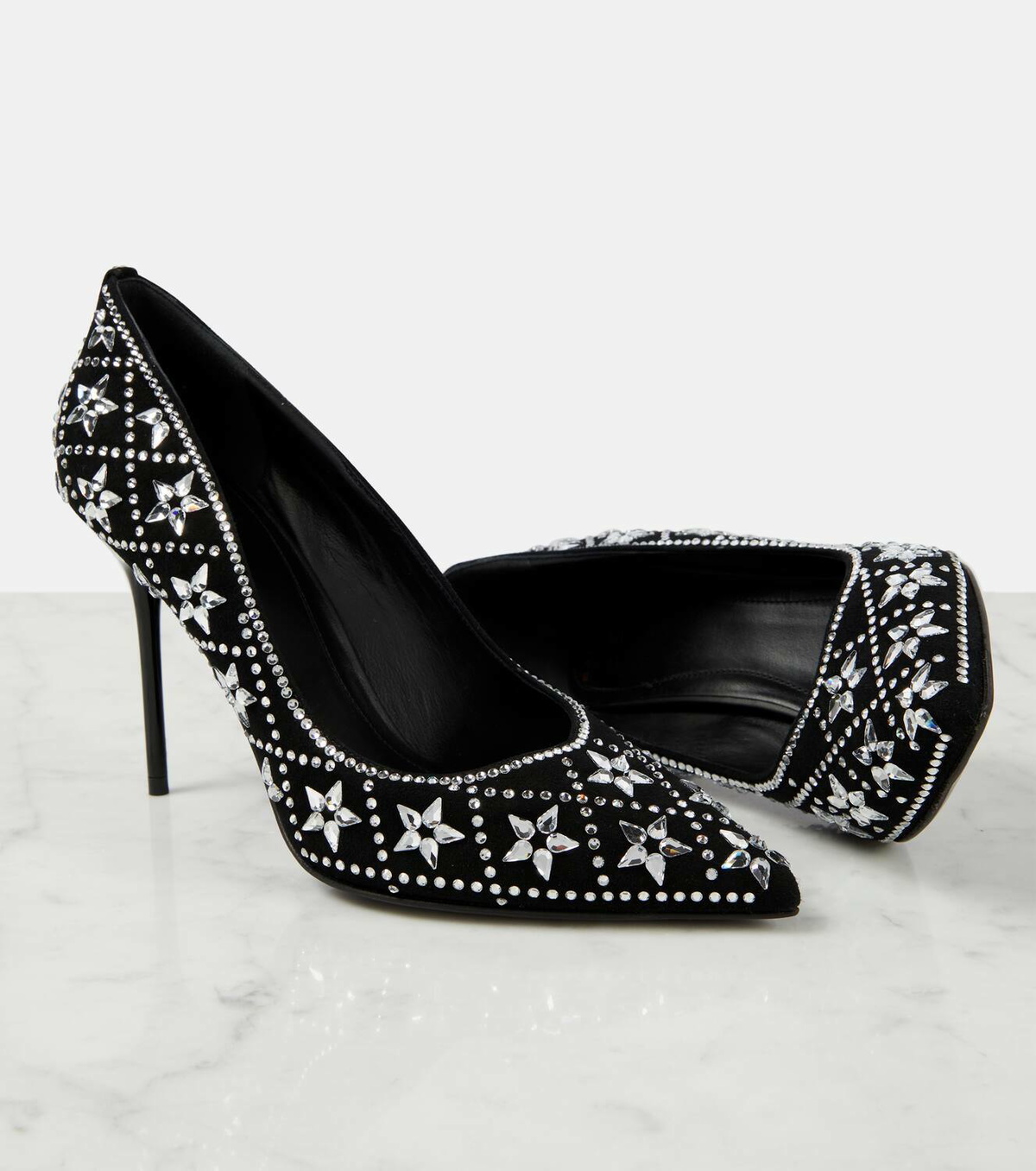 Balmain Ruby crystal-embellished suede pumps Balmain