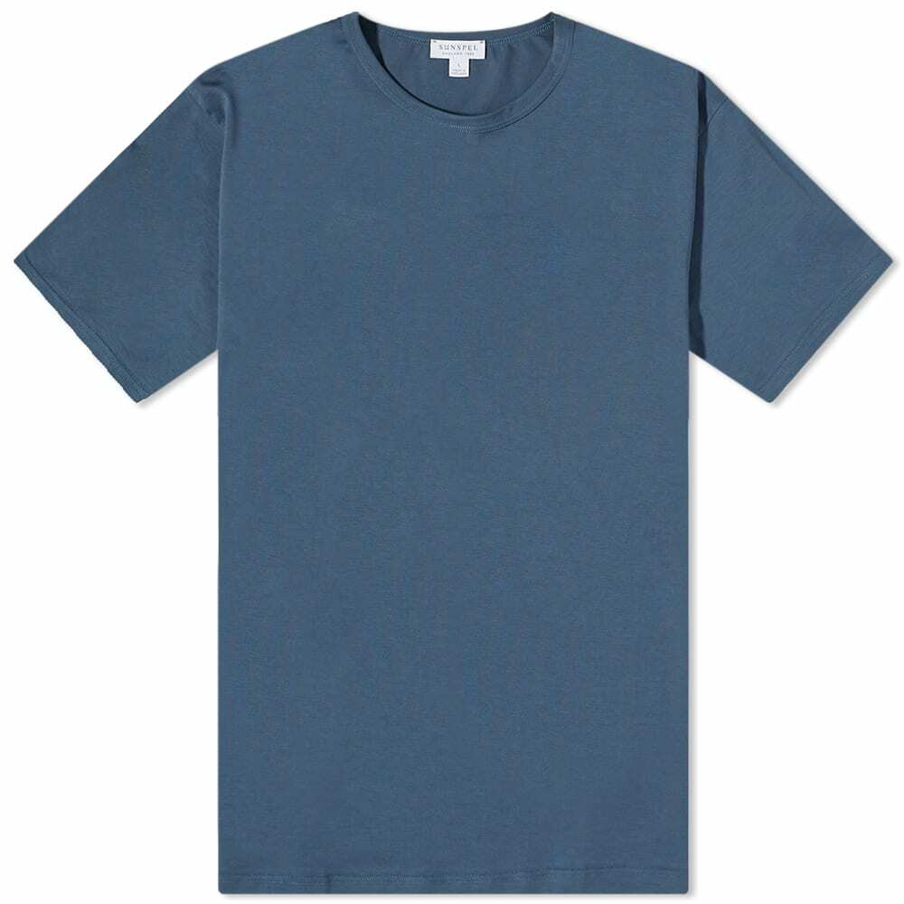 Sunspel Men's Classic Crew Neck T-Shirt in Blue Sunspel