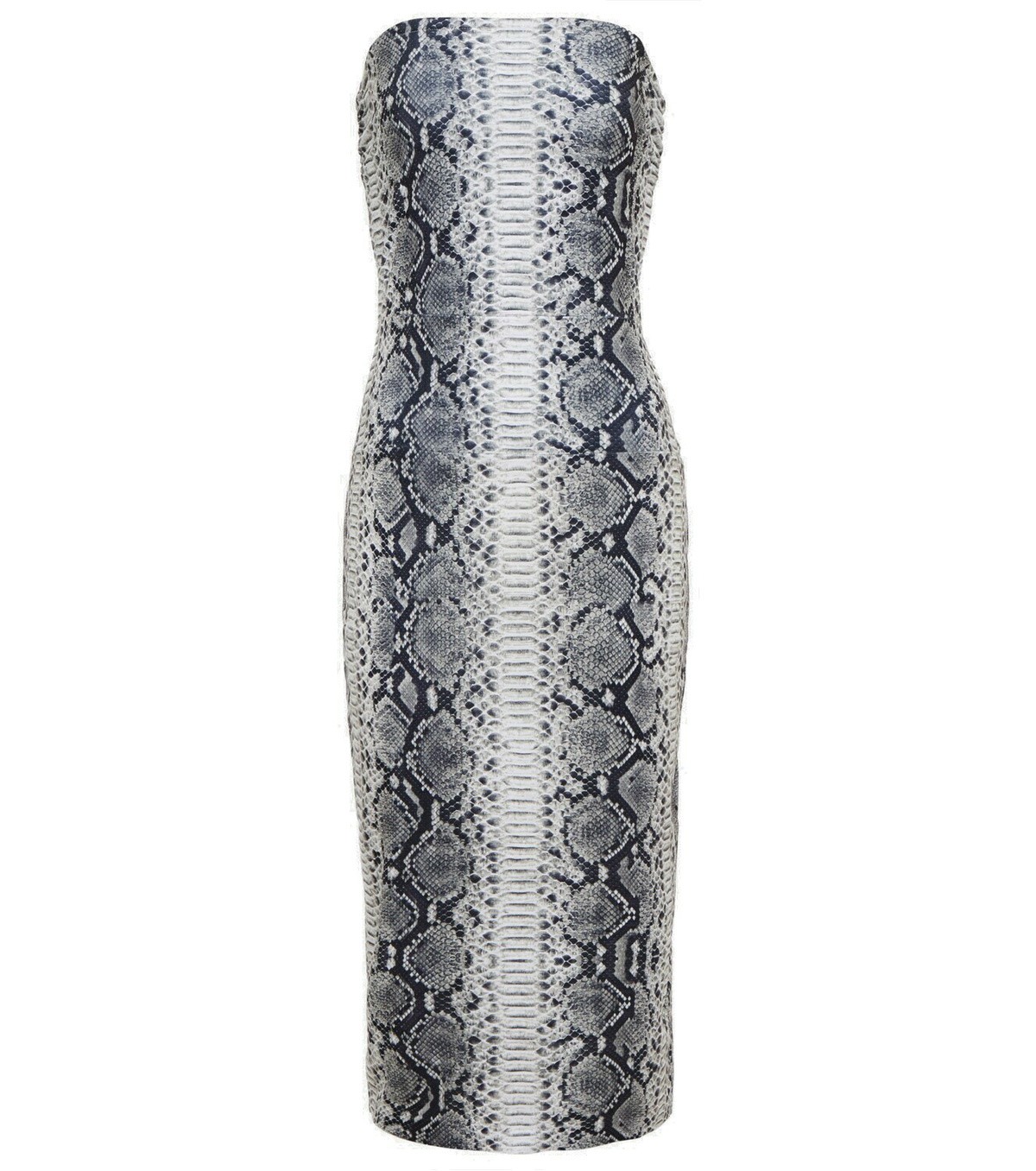 Norma Kamali Snake-print bandeau jersey midi dress Norma Kamali