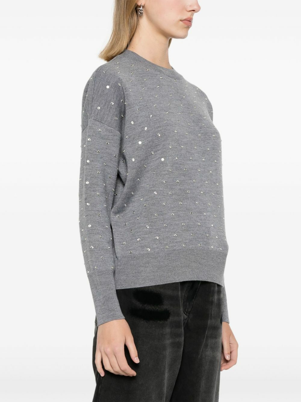 Rabanne Grey Crystal-Embellished Wool Jumper Paco Rabanne