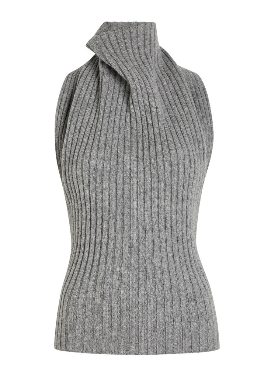 Victoria Beckham Draped Wool-blend top Grey Victoria Beckham