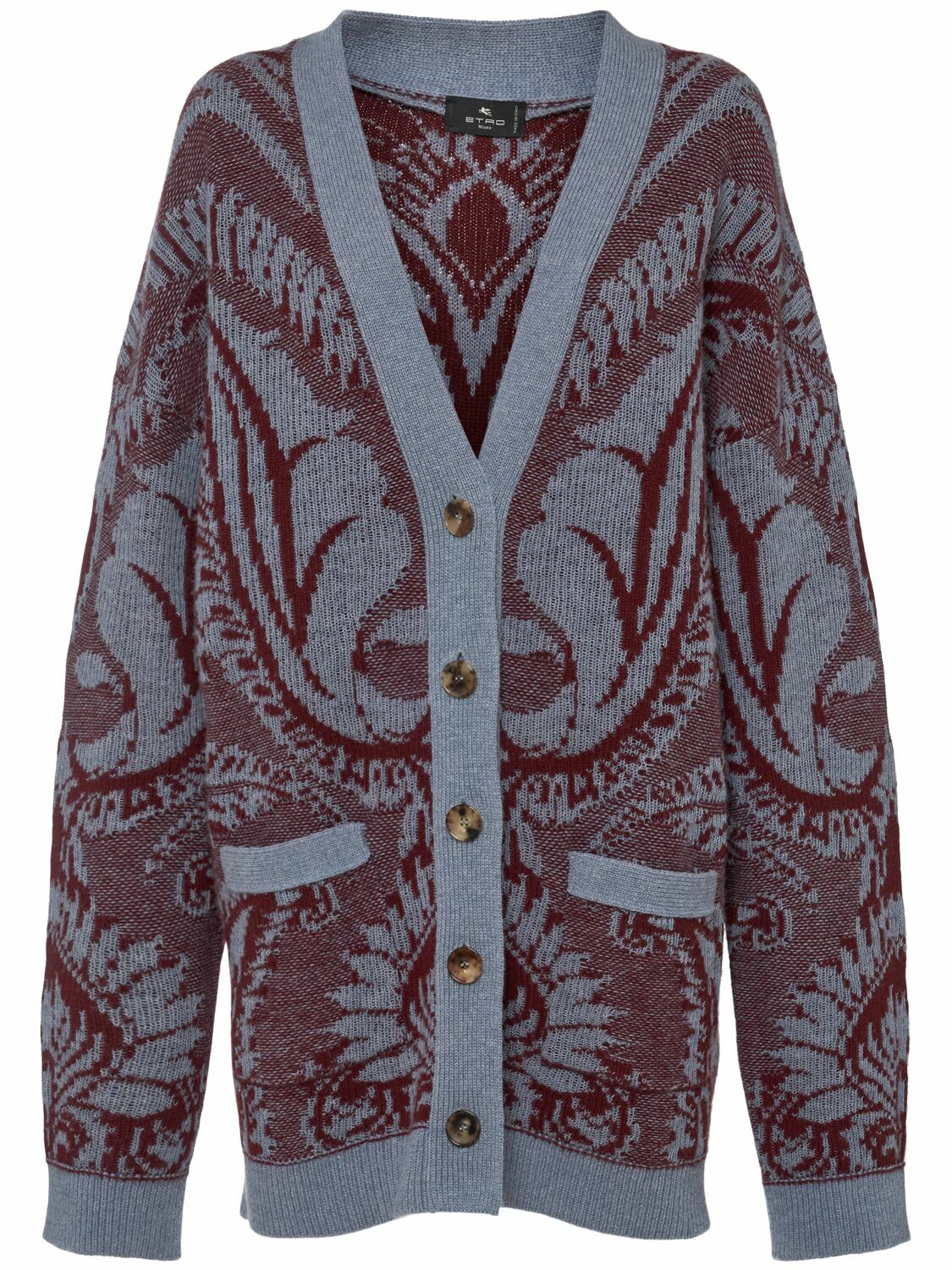 ETRO Embroidered Wool Knit Oversized Cardigan Etro
