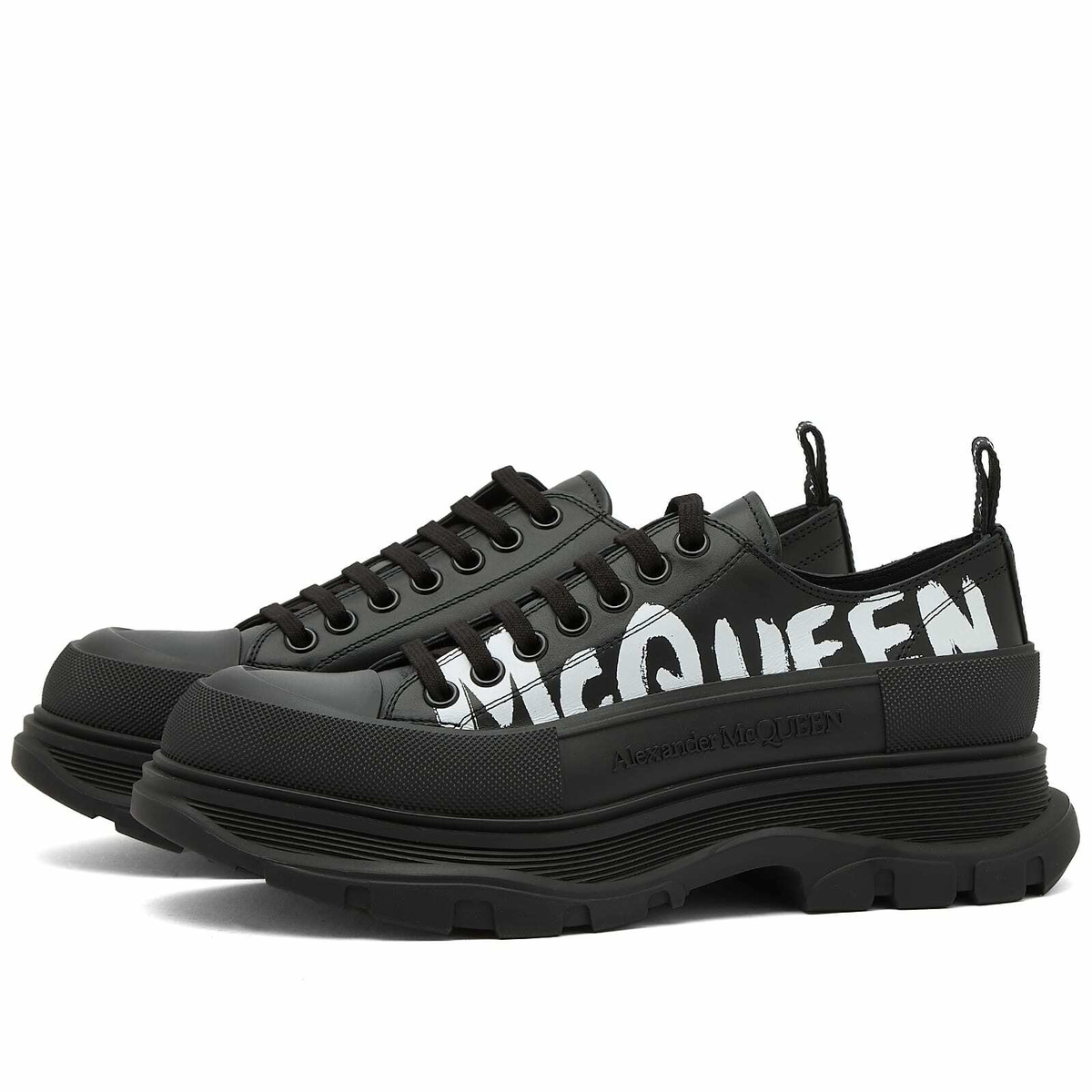 Alexander McQueen Men's Tread Graffiti Logo Shoe in Black/White ...