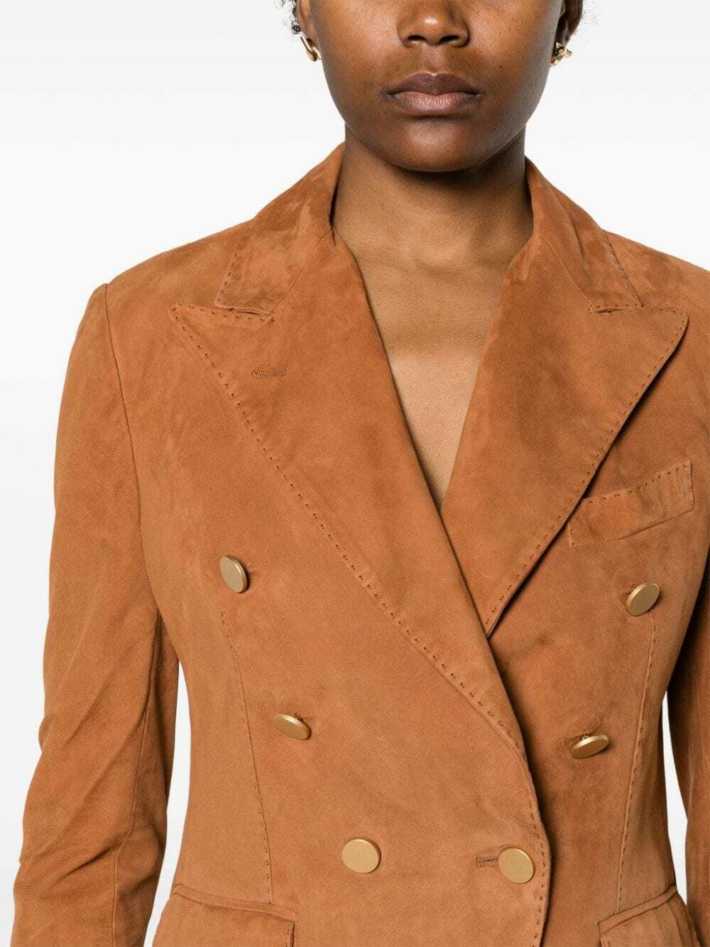 TAGLIATORE - Suede Double-breasted Jacket Tagliatore