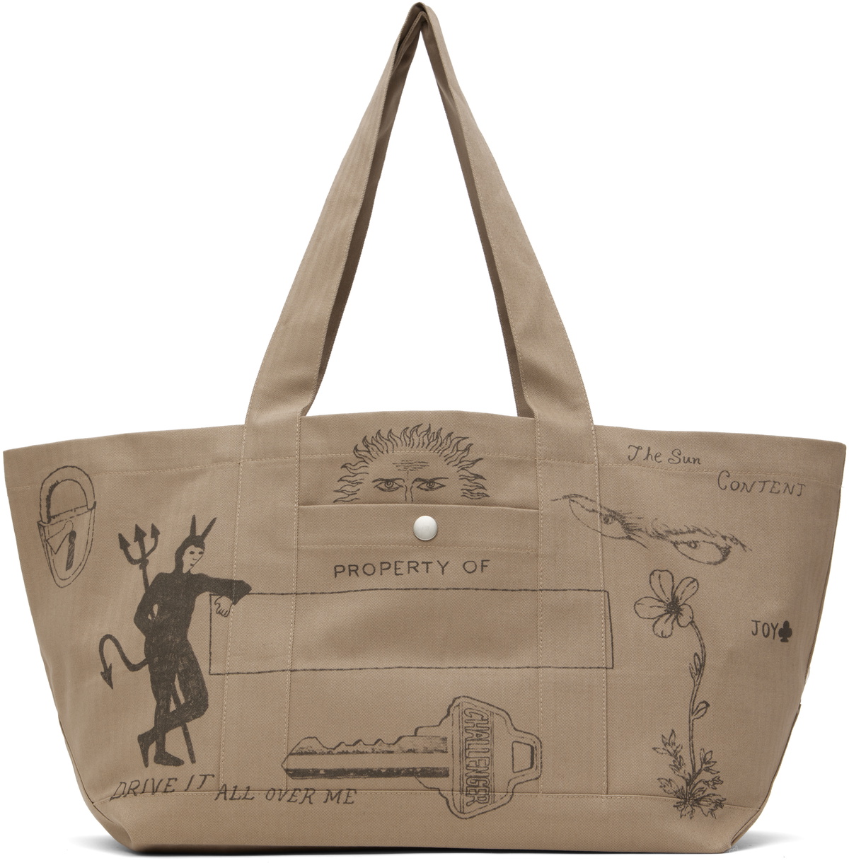 Small Talk Studio SSENSE Exclusive Taupe Hand Drawn Utility Tote Small ...