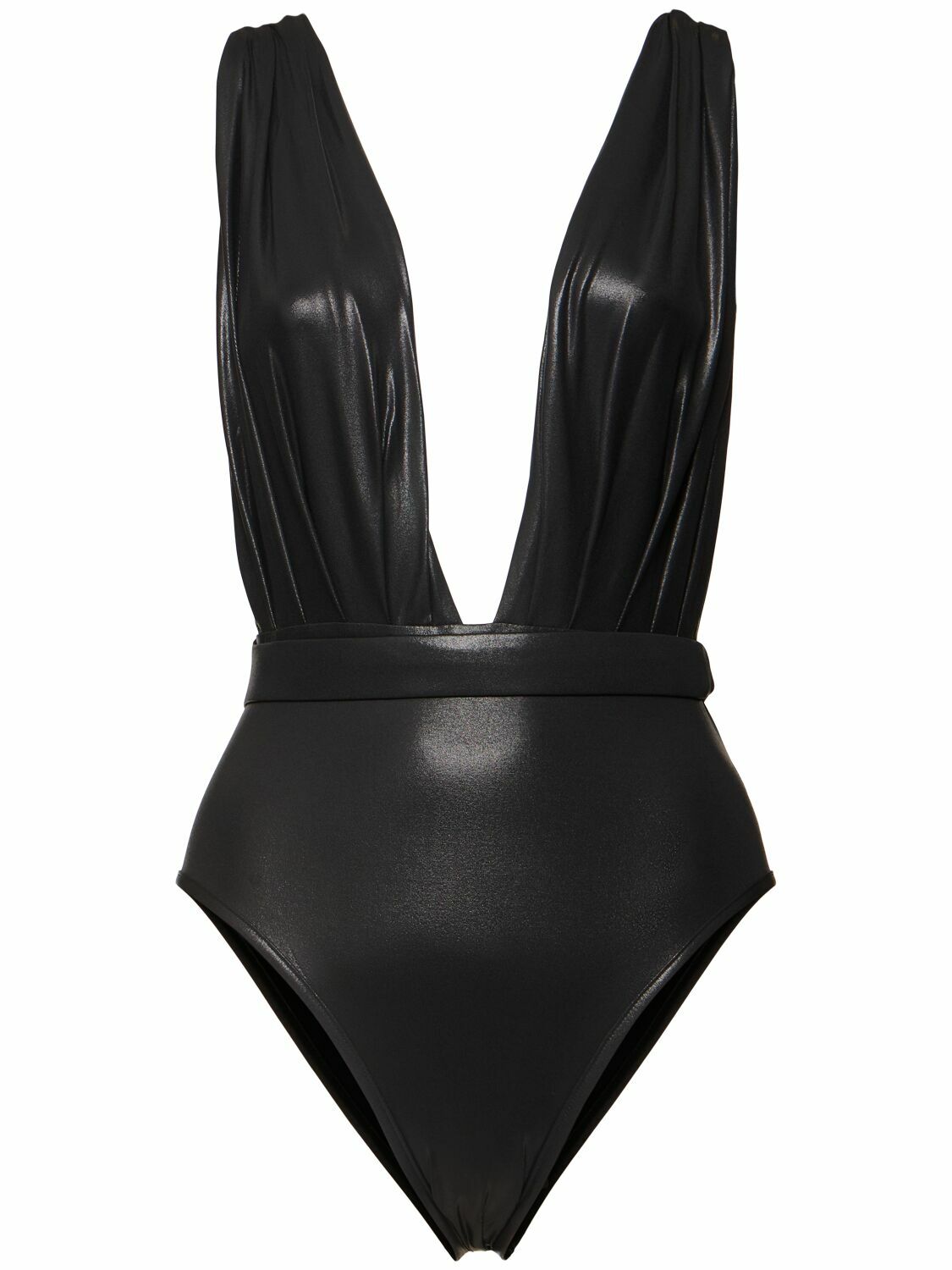 BALMAIN Metallized Draped One Piece Swimsuit Balmain