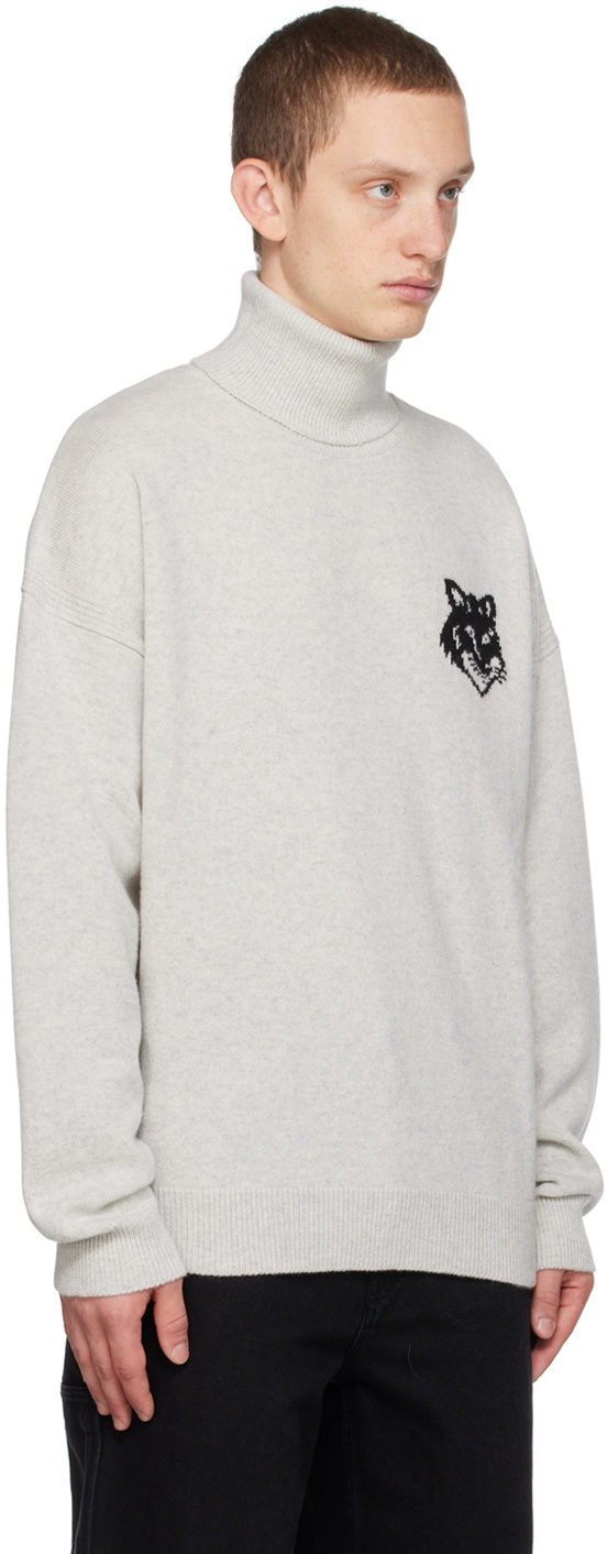 Maison Kitsuné Gray Fox Head Turtleneck Maison Kitsune