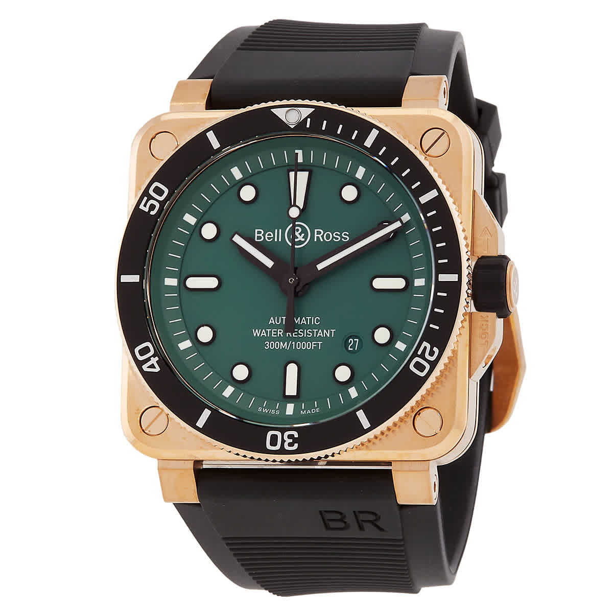 Bell and Ross Diver Automatic Green Dial Mens Watch BR0392-D-LT-BR/SRB ...