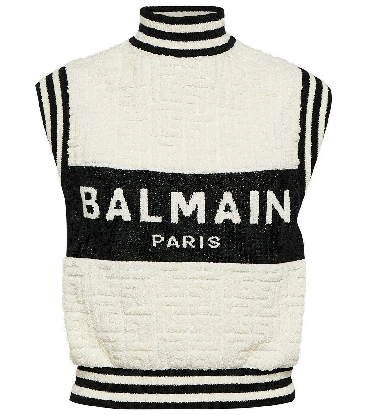 Balmain Logo jacquard bouclé top Balmain