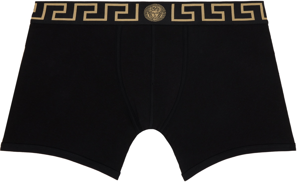Versace Underwear Two-Pack Black Greca Border Long Boxer Briefs Versace ...