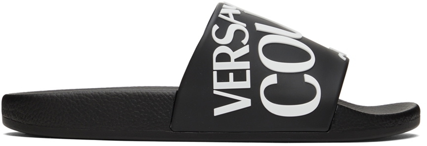 Versace Jeans Couture Black Logo Slides Versace