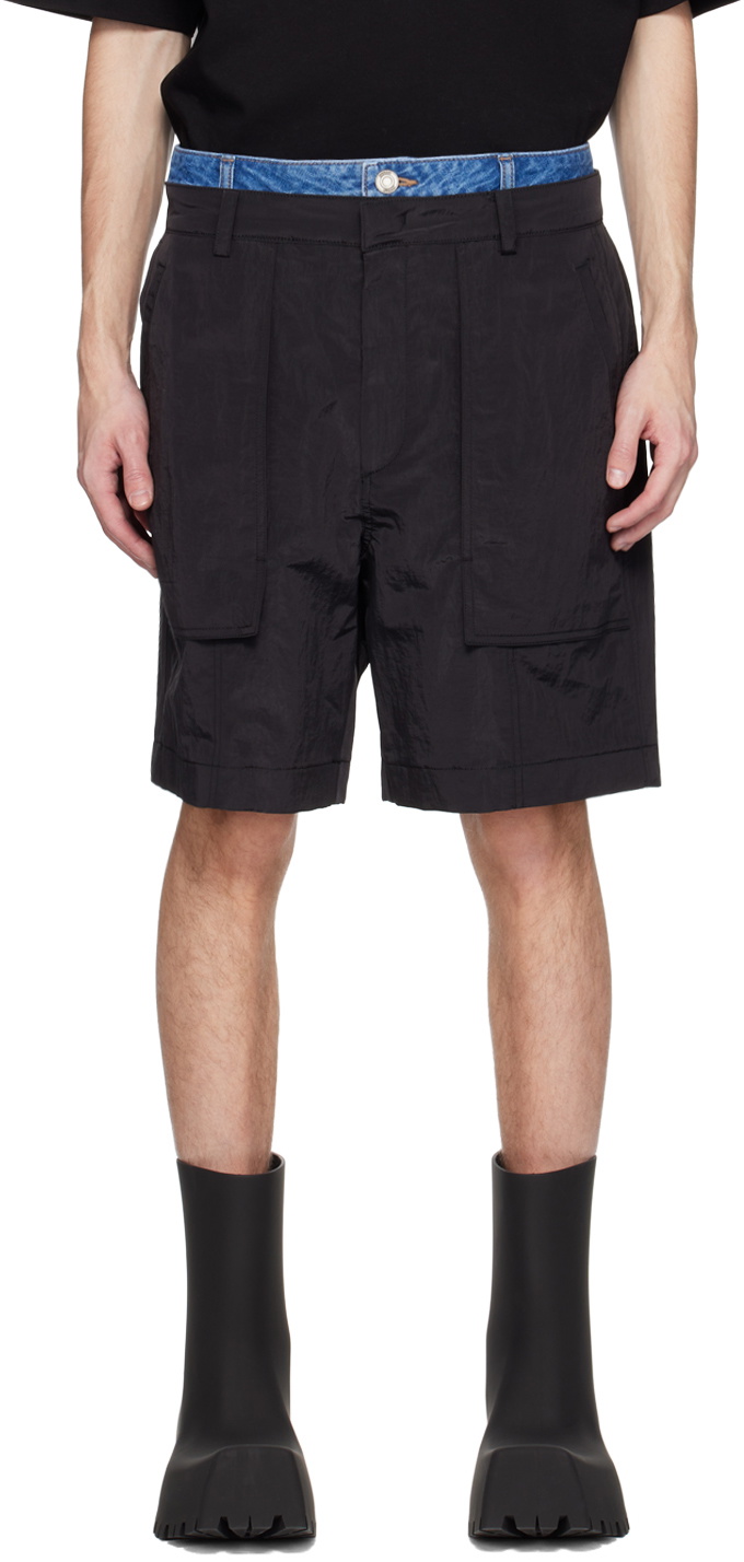 Juun.J Black & Blue Layered Shorts Juun.J