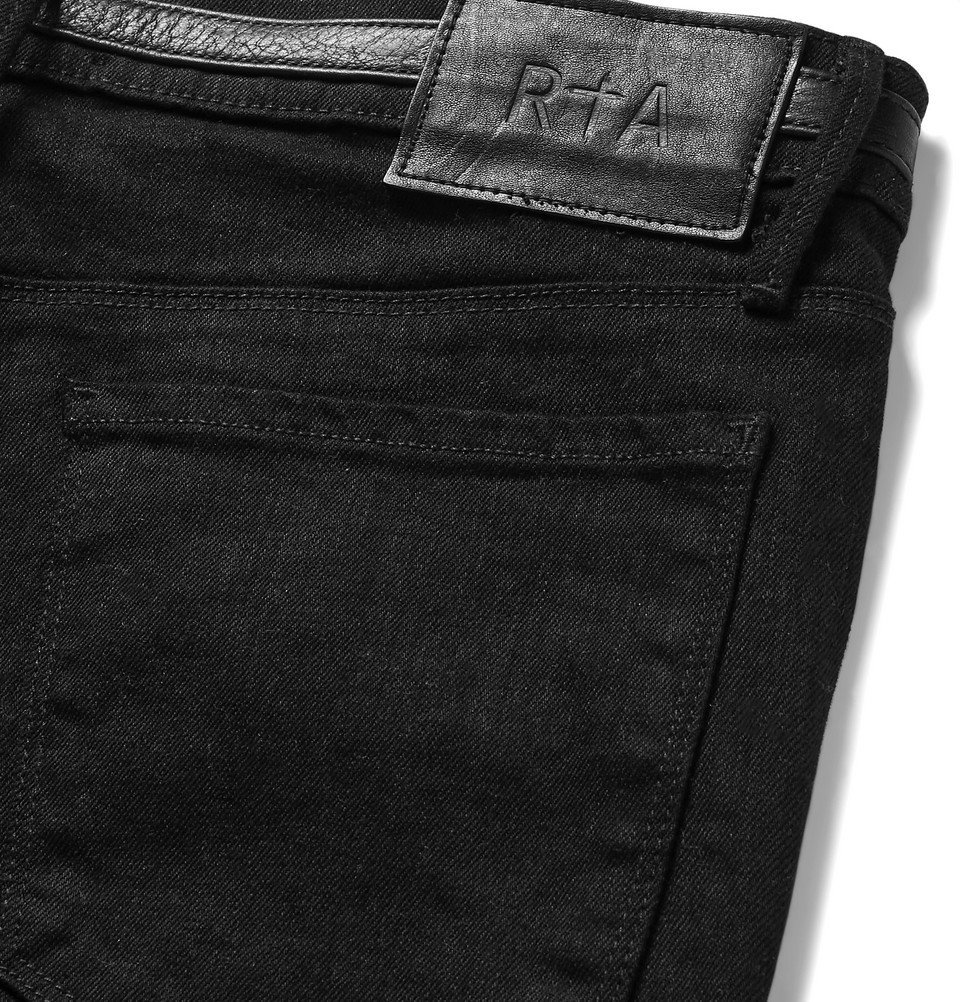 RtA - Skinny-Fit Belted Embellished Stretch-Denim Jeans - Black RtA