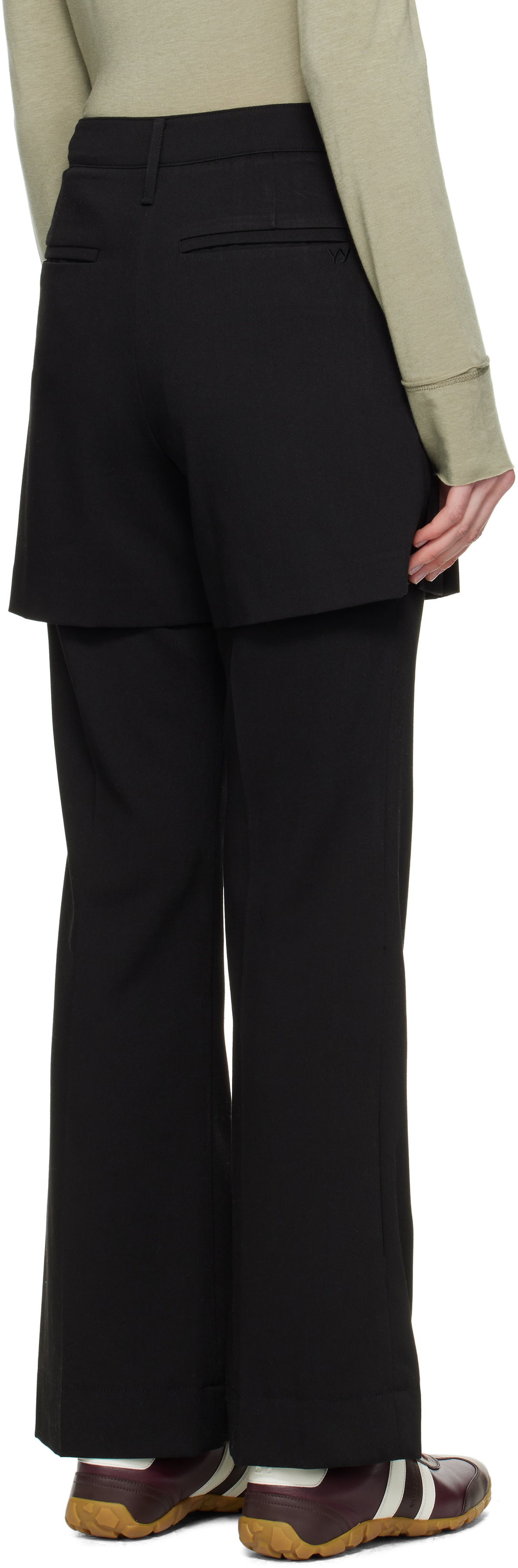 OPEN YY Black Overlay Trousers OPEN YY