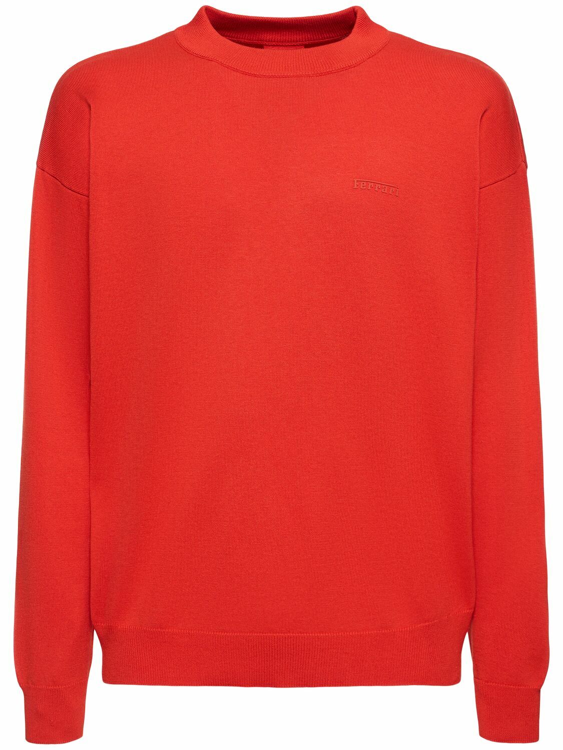 FERRARI - Logo Cotton & Silk Knit Sweater Ferrari