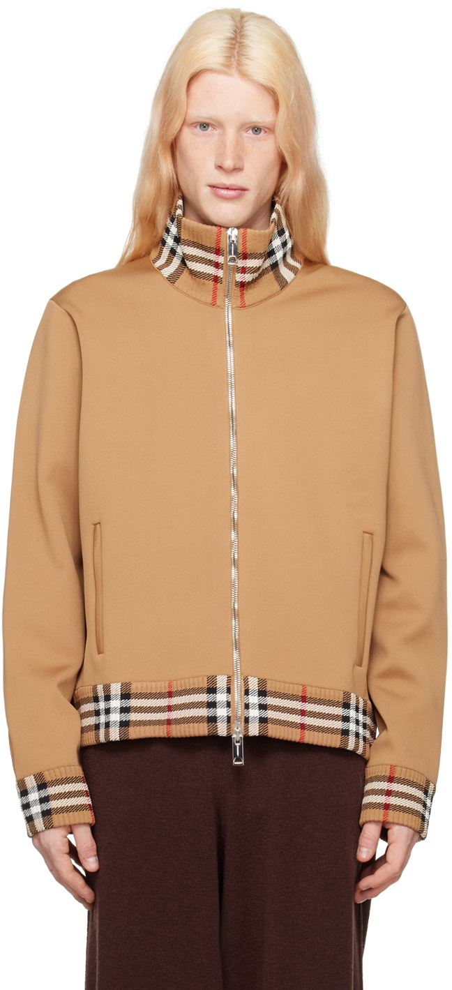 Burberry Tan Check Trim Track Jacket Burberry