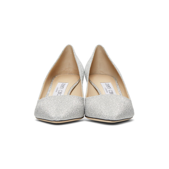 Jimmy Choo Silver Glitter Romy 60 Heels Jimmy Choo