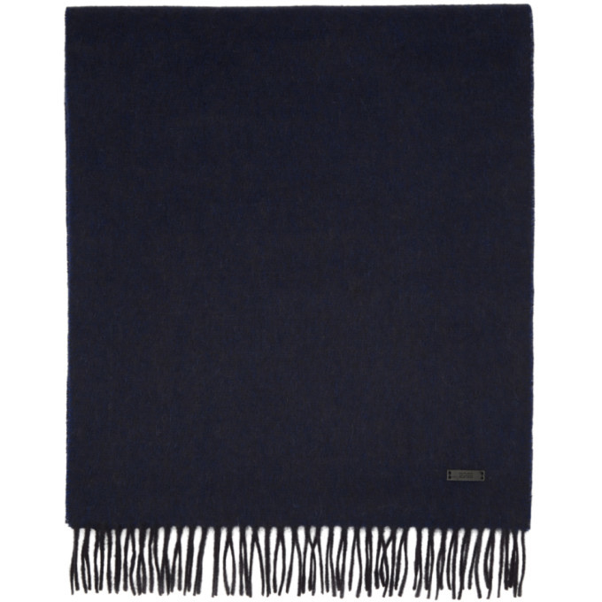 Boss Blue Wool Heroso Scarf BOSS
