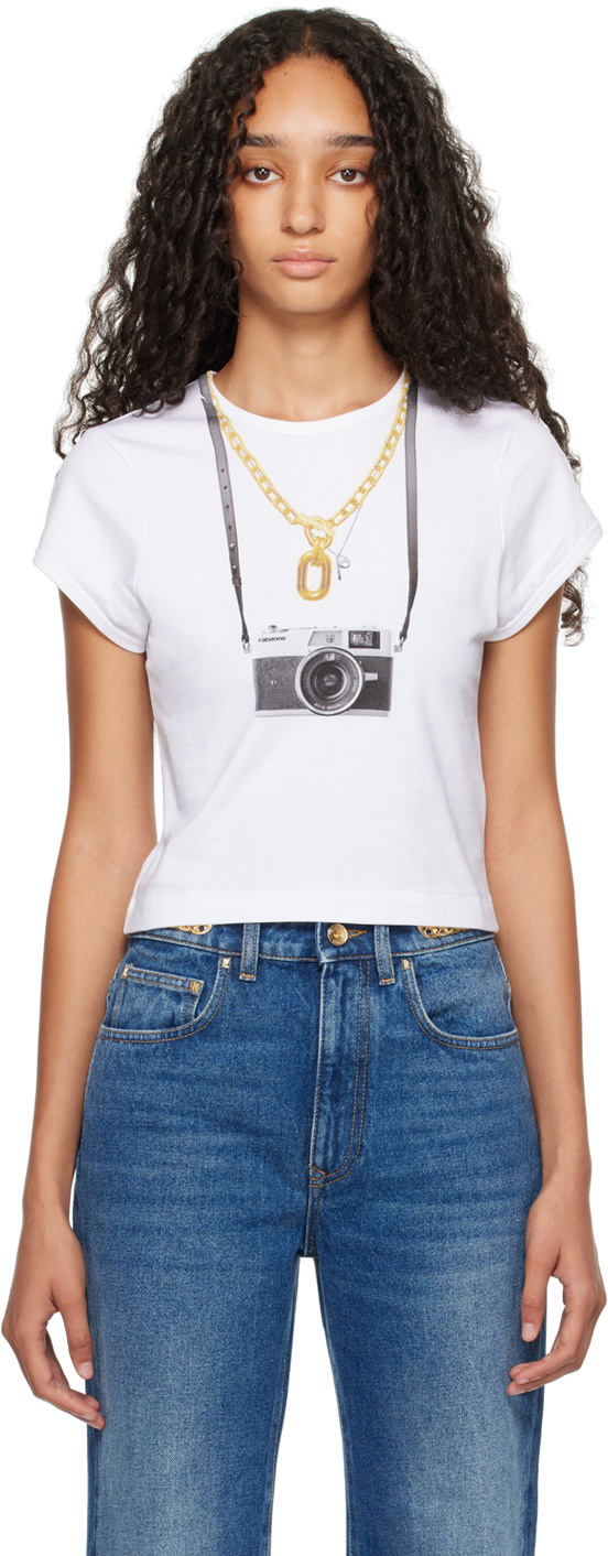 Rabanne White Printed T-shirt Paco Rabanne