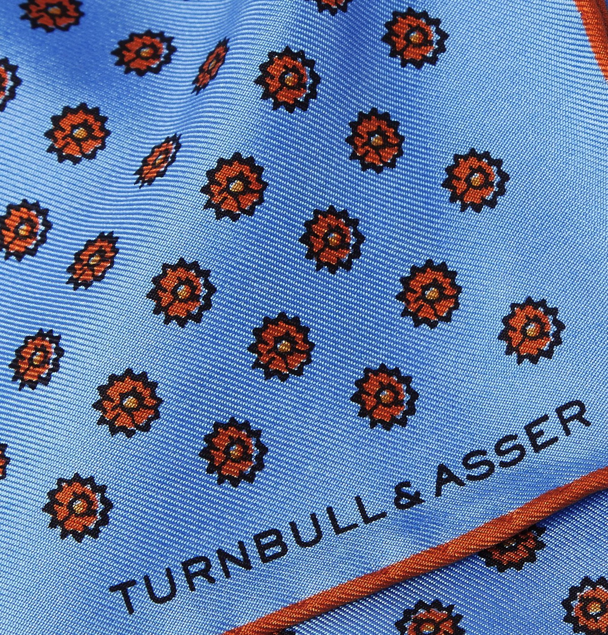 Turnbull & Asser - Printed Silk Pocket Square - Blue Turnbull & Asser