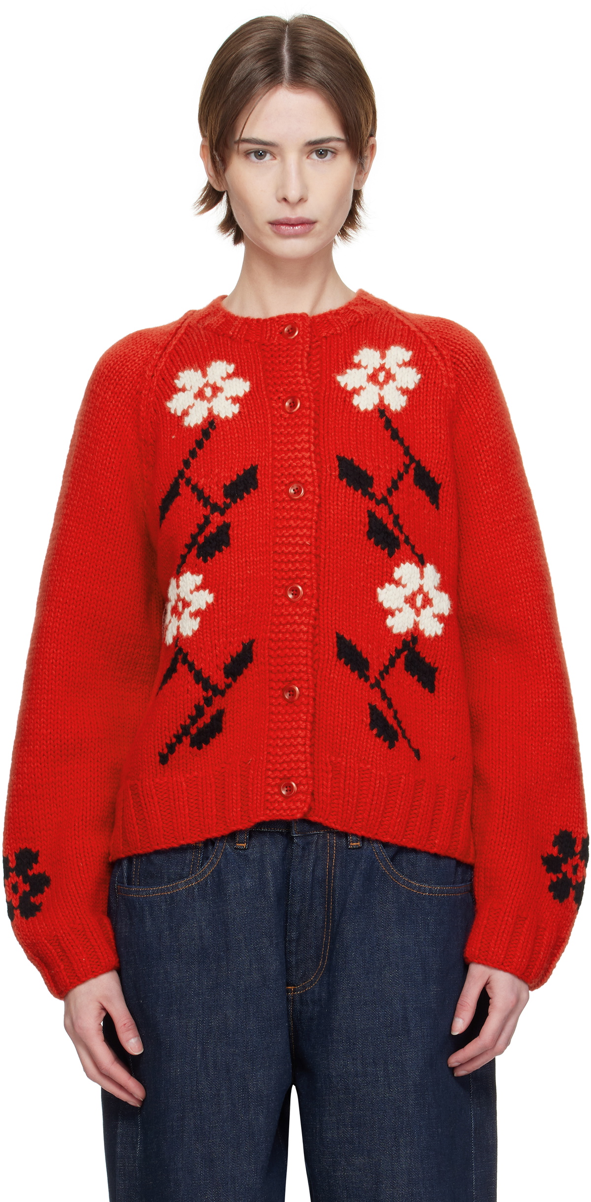YMC Red Atomic Flower Cardigan YMC