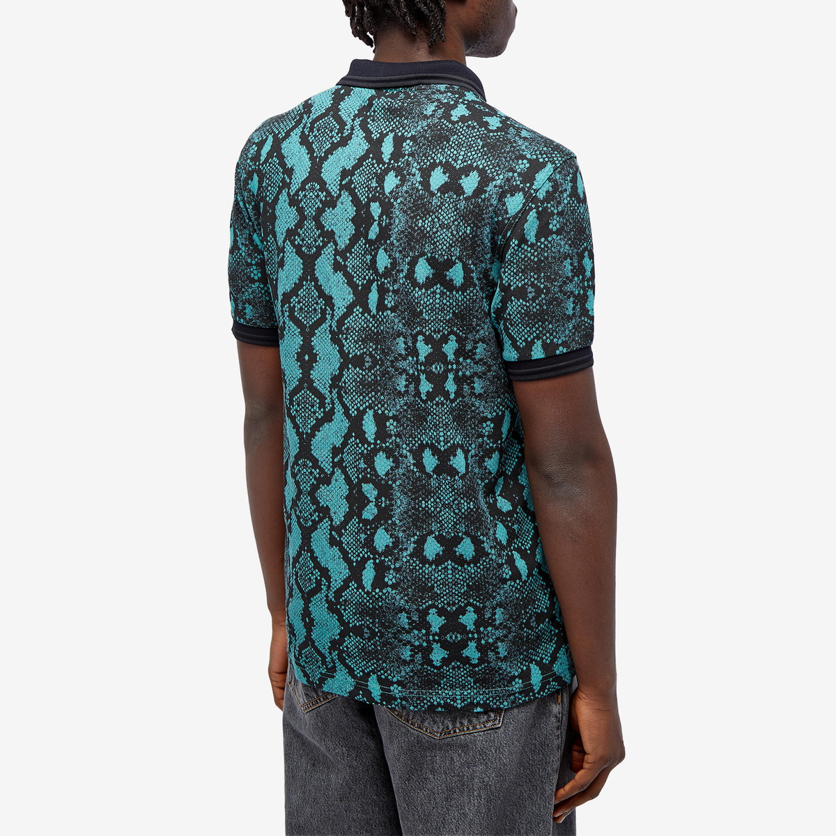 Fred Perry Men's Snake Print Polo Shirt in Deep Mint Fred Perry