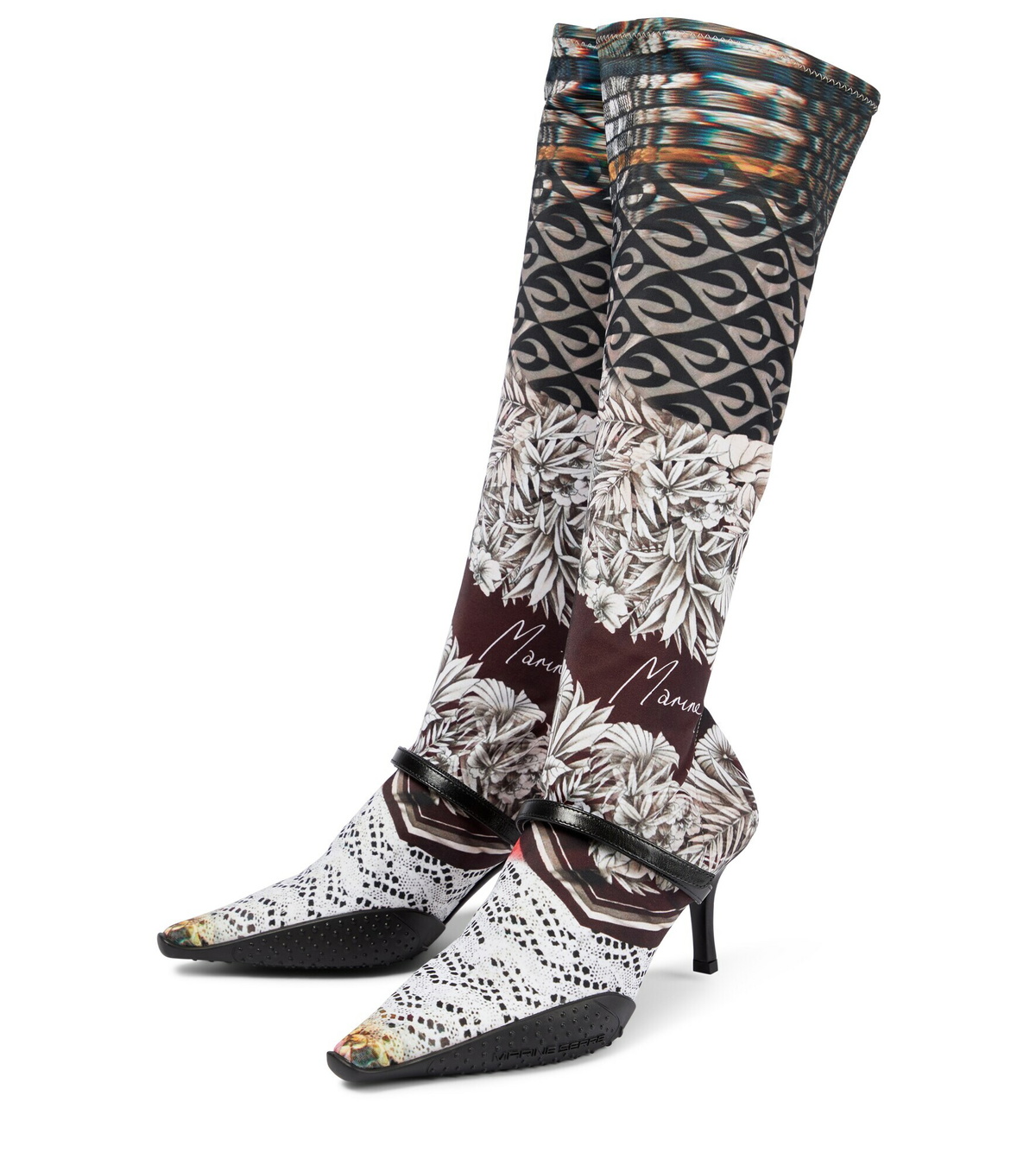 Marine Serre - Printed knee-high boots Marine Serre