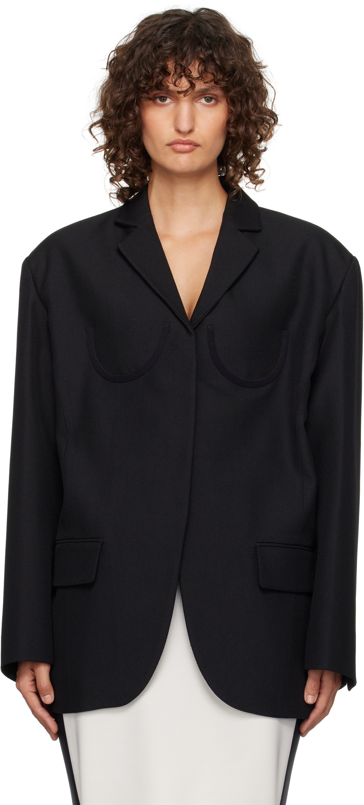 Pushbutton Black Bra Detail Single Blazer Pushbutton