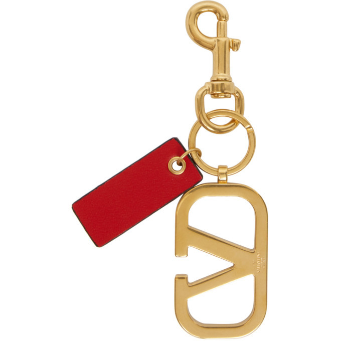 Valentino Gold and Black Valentino Garavani VLogo Keychain Valentino ...