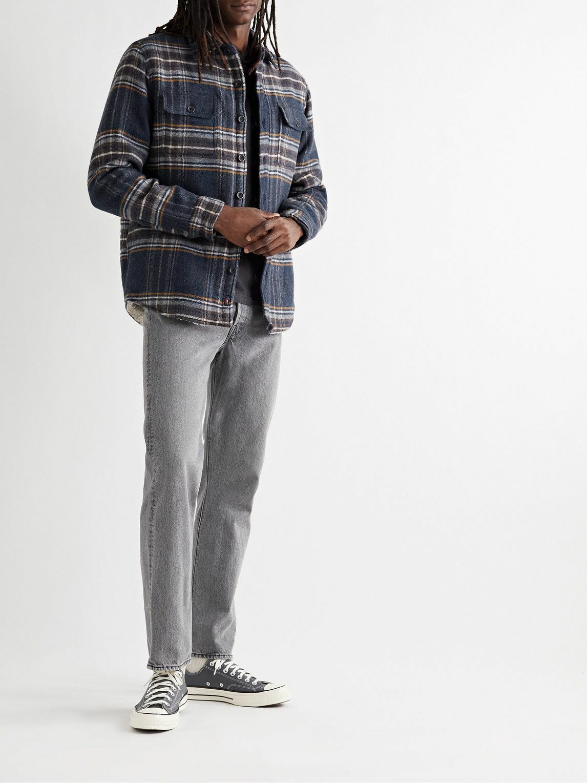 Faherty - Fleece-Lined Checked Cotton and Wool-Blend Shirt Jacket ...