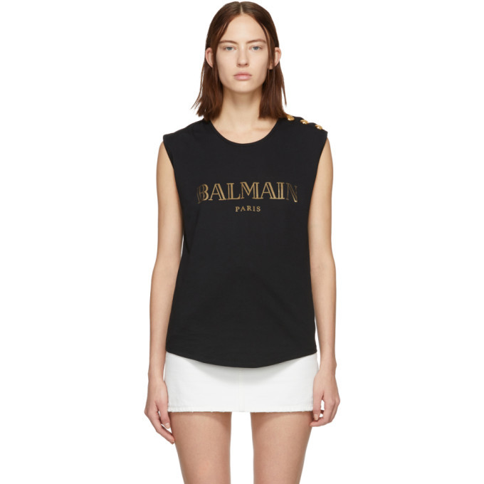 Balmain Black Logo Tank Top Balmain