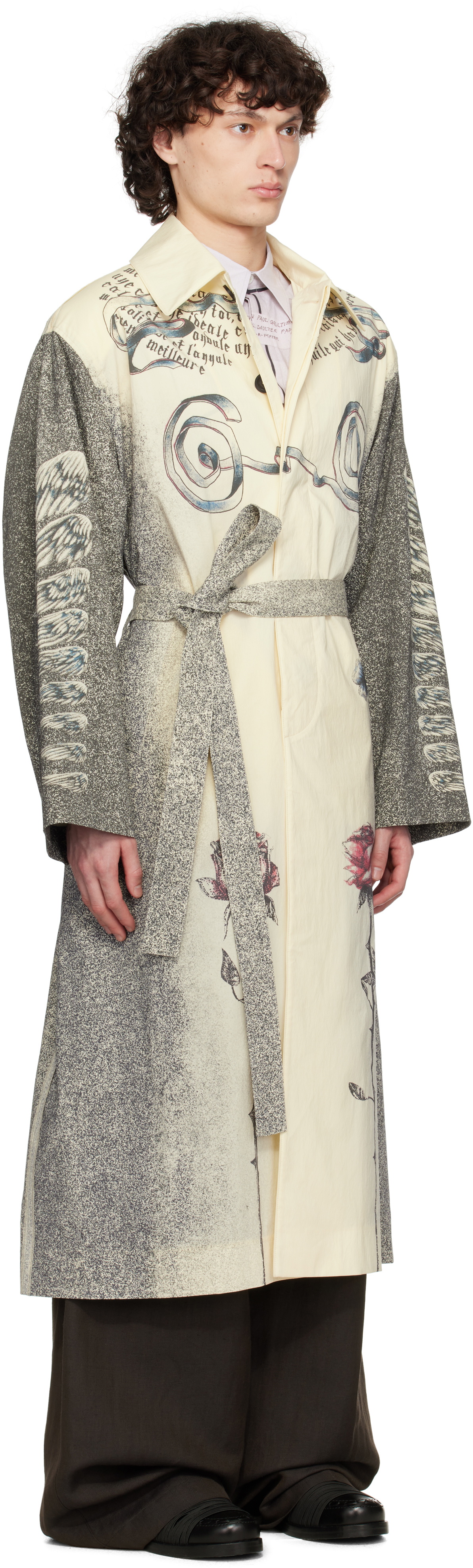 Jean Paul Gaultier Beige 'The Multi-Tattoo' Trench Coat Jean Paul Gaultier
