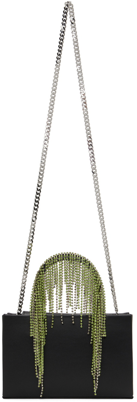 KARA Black Medium Crystal Fringe Shoulder Bag Kara