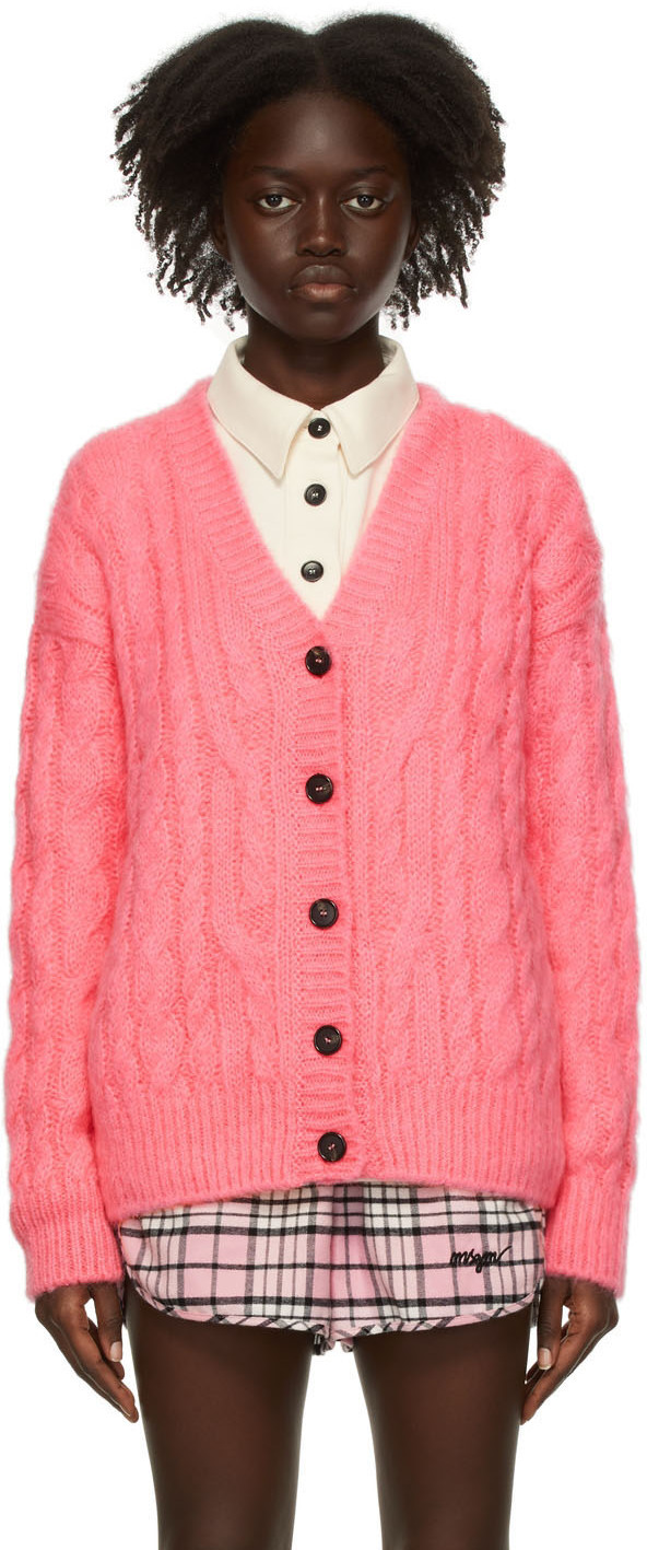MSGM Pink Cable Knit Cardigan MSGM