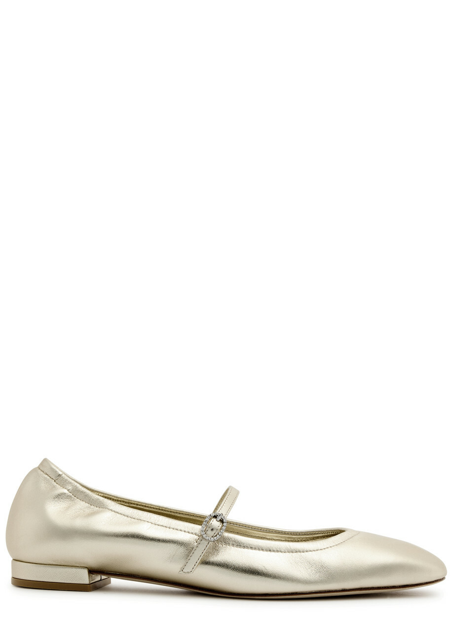 Stuart Weitzman Claris Metallic Leather Ballet Flats Gold Stuart Weitzman
