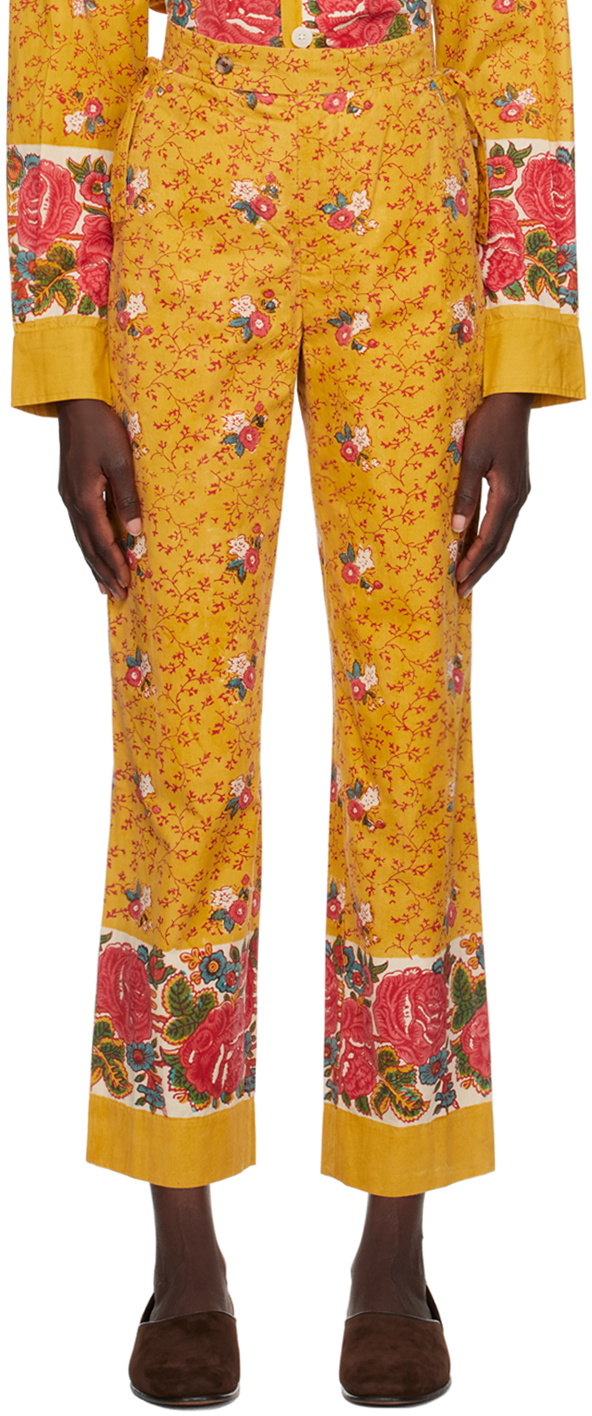 Bode Yellow Blooming Border Trousers Bode