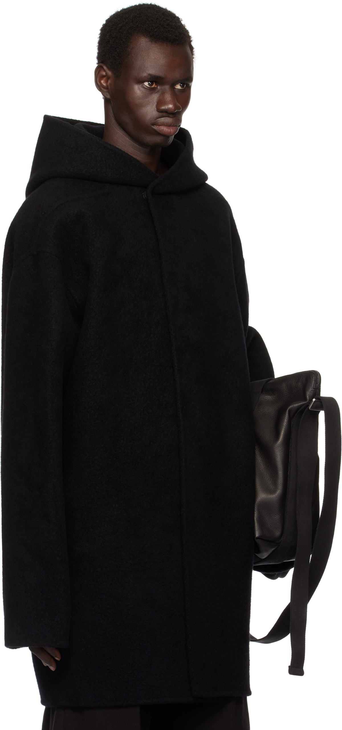 Rick Owens Black Porterville Hooded Robe Jacket Rick Owens