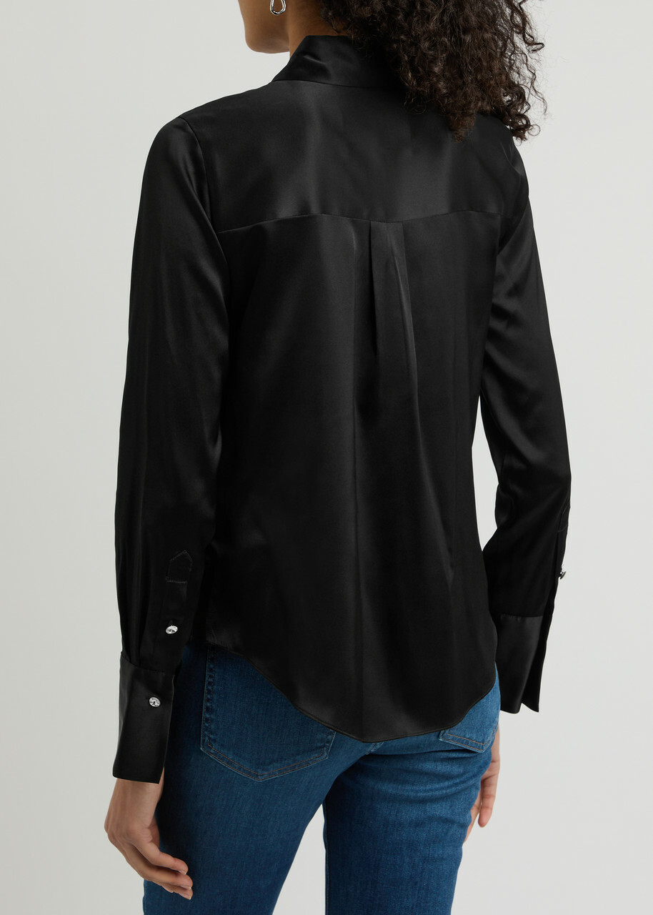 Veronica Beard Monique Crystal-embellished Silk-blend Satin Shirt Black ...