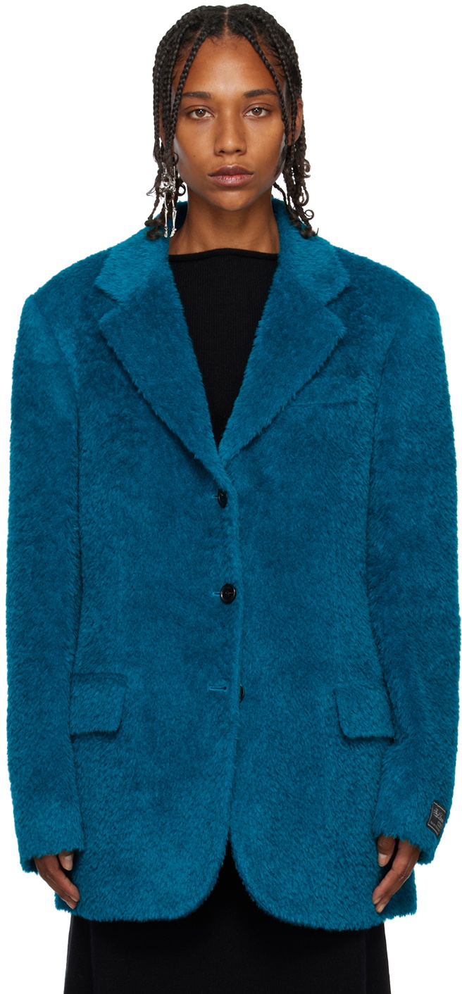 Raf Simons Blue Single-Breasted Blazer Raf Simons