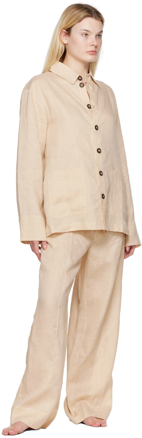 Sleeper Beige Linen Pyjama Set Sleeper