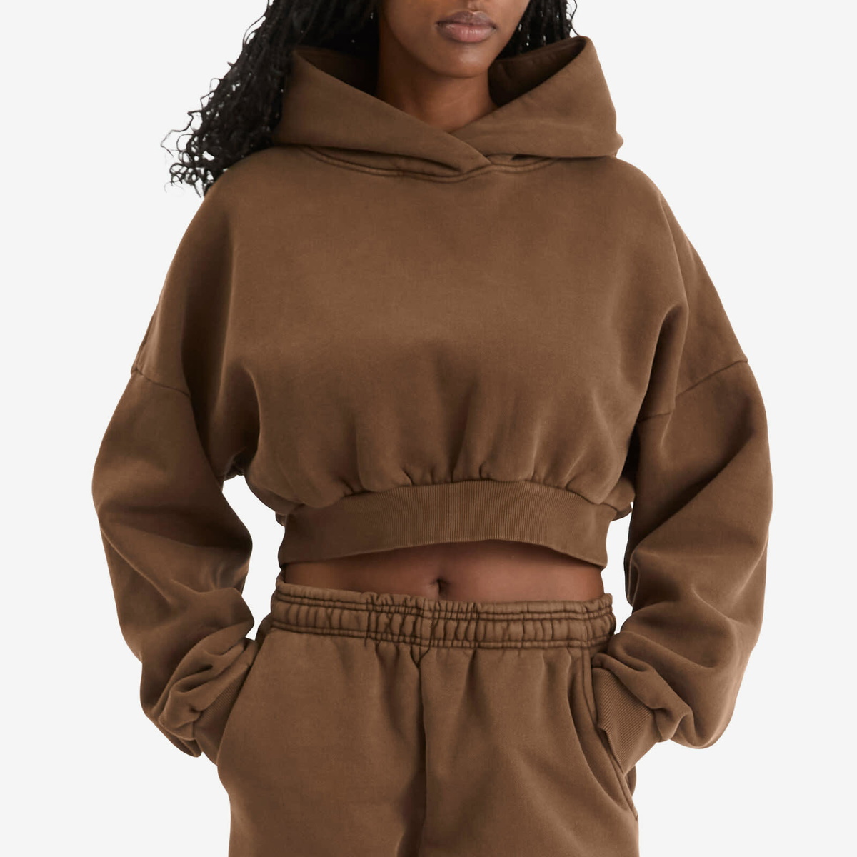 Entire Studios Women's Cropped Heavy Hoodie in Brunette Entire Studios