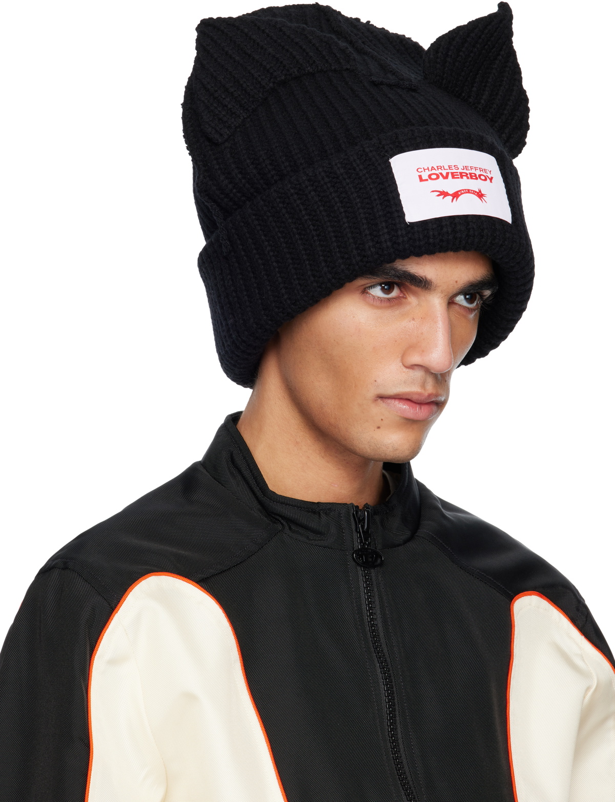 Charles Jeffrey LOVERBOY Black Supersized Chunky Ears Beanie Charles ...