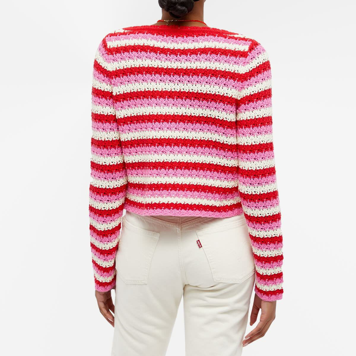 KITRI Women's Dionne Knit Cardigan in Pink Stripe KITRI