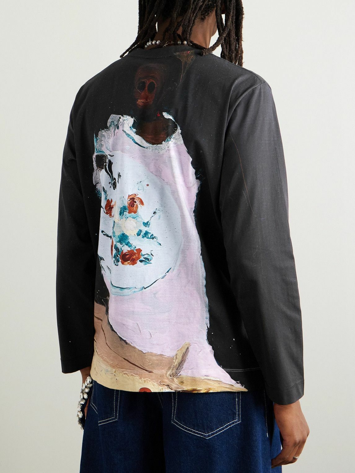 Simone Rocha - Olympia Printed Cotton-Jersey T-Shirt - Black Simone Rocha